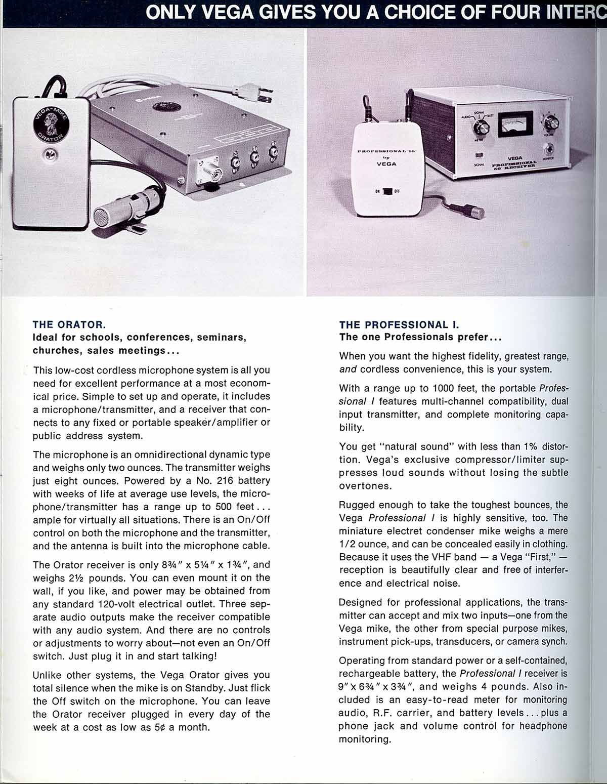 Vintage Vega Wireless Microphone Ads from the '70s and '80s