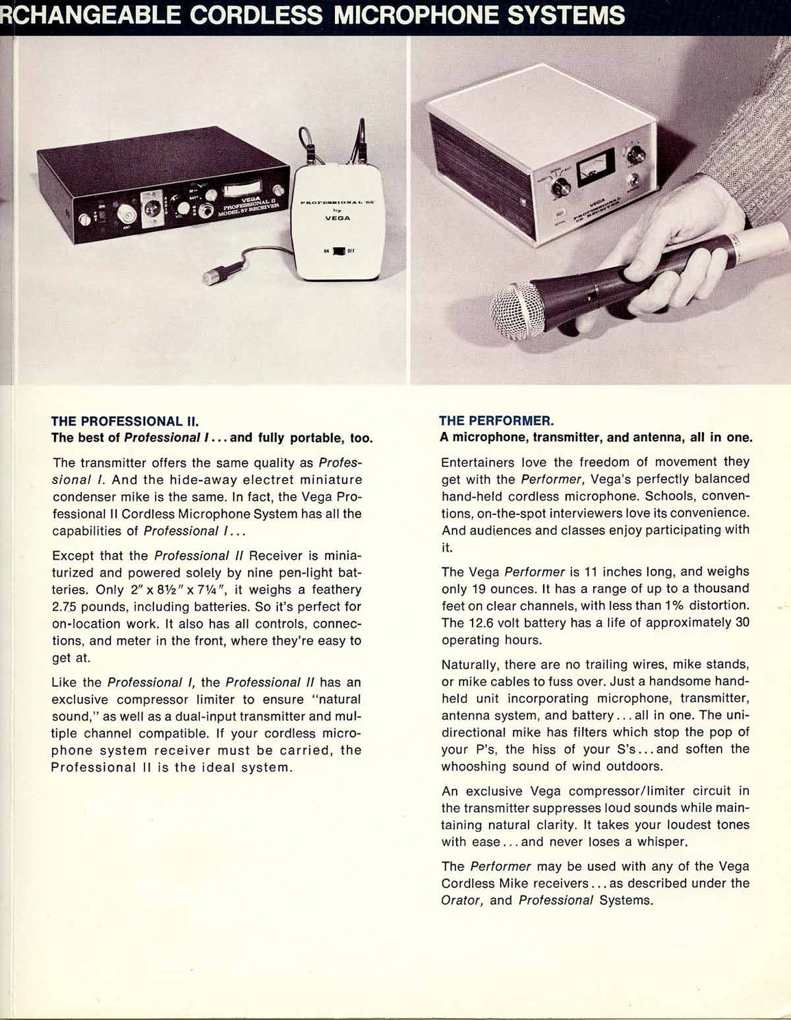 Vintage Vega Wireless Microphone Ads from the '70s and '80s