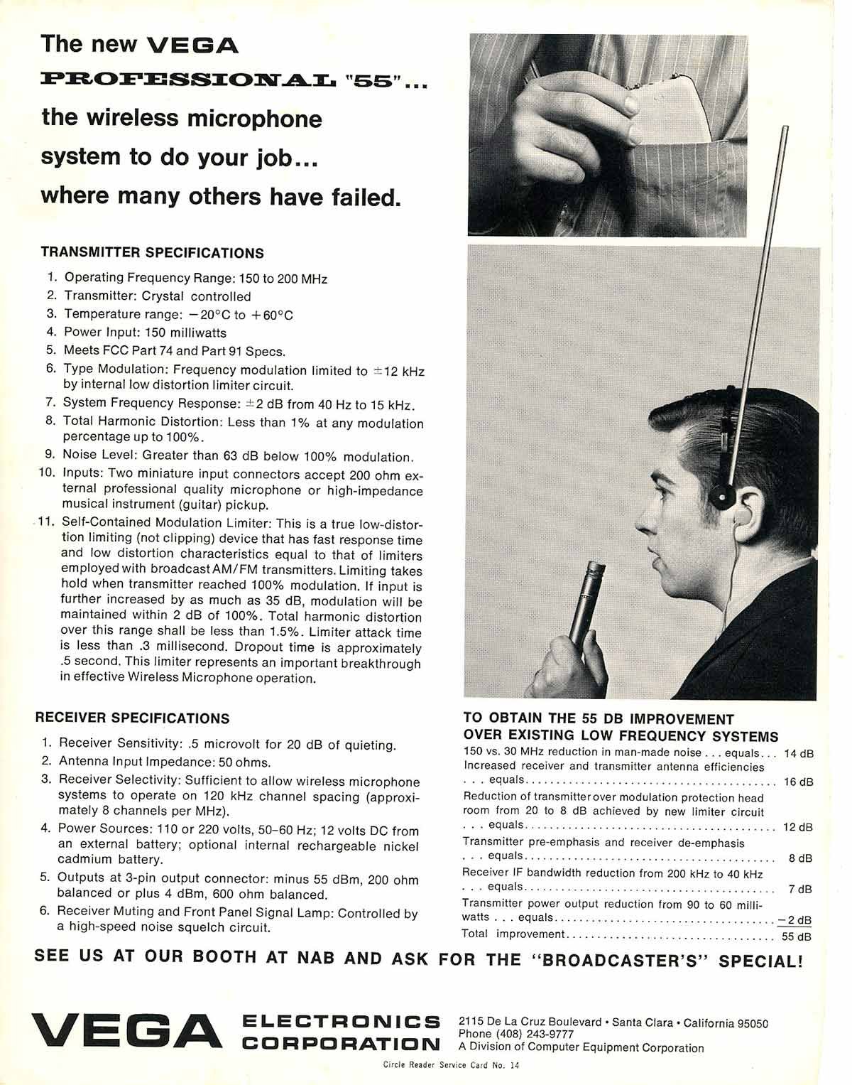 Vintage Vega Wireless Microphone Ads from the '70s and '80s